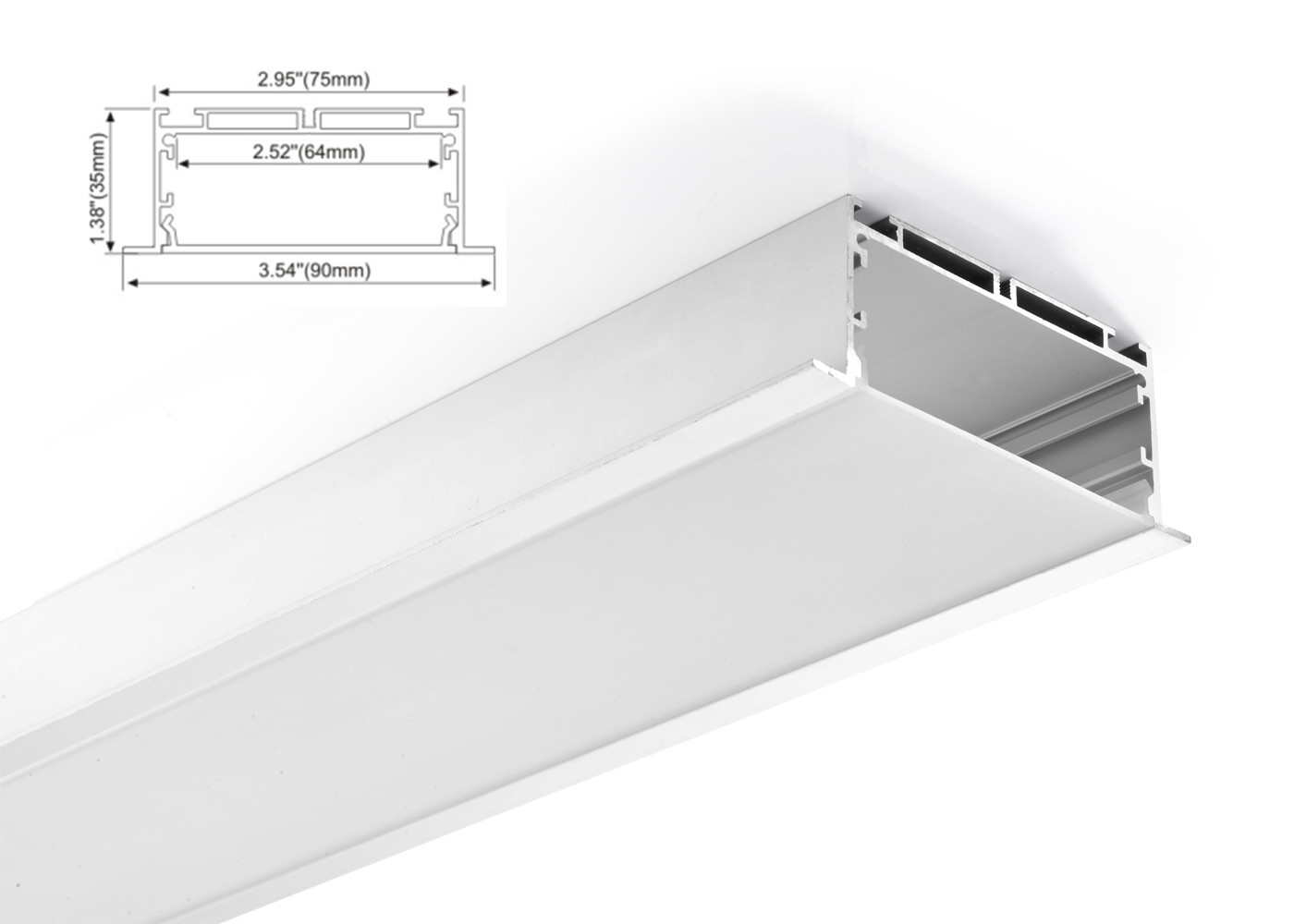 90mm x 35mm Aluminum Profile LED Linear lighting Recessed type with Led ...